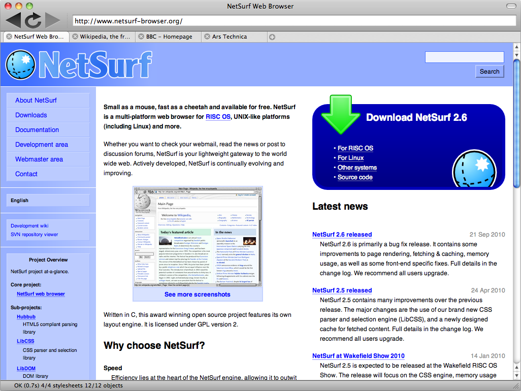 NetSurf | Screenshot Gallery